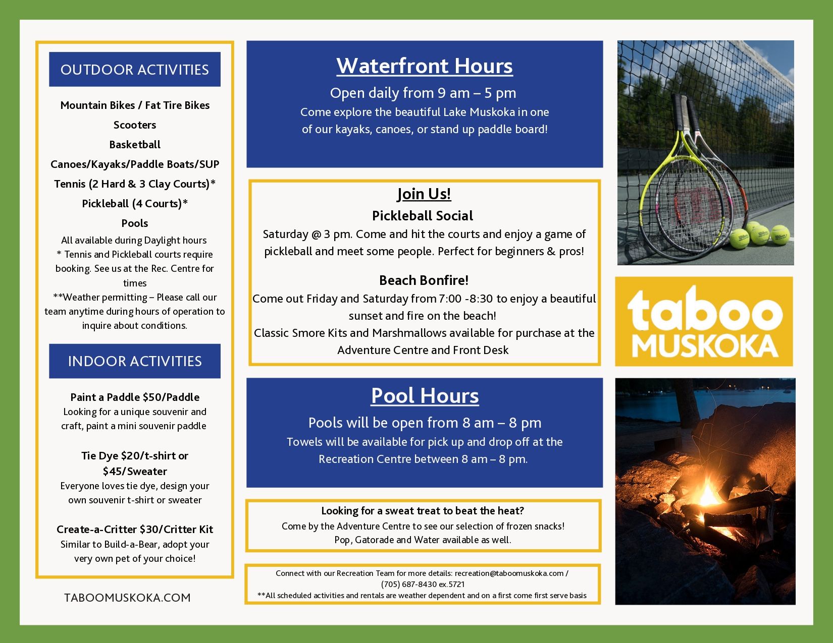 Recreational Adventure Programs - Taboo Muskoka Resort & Golf